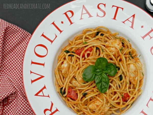 Pasta Poosta & a Teal Ottoman (lunch date w/ Red) - Redhead Can Decorate