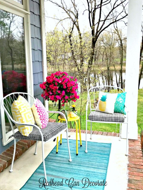 Thrifty Yellow & Pink Spring Porch - Redhead Can Decorate