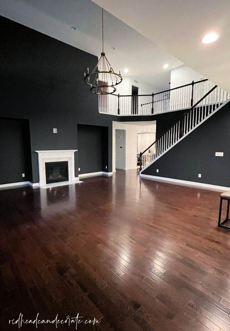 Two Story Family Room Accent Wall Makeover - Redhead Can Decorate